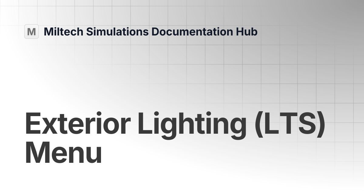 Exterior Lighting (LTS) Menu | Miltech Simulations MV-22B Tiltrotor ...