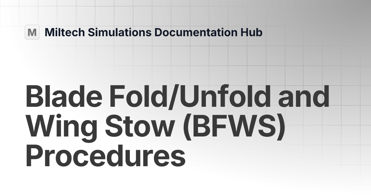Blade Fold/Unfold and Wing Stow (BFWS) Procedures | Miltech Simulations MV-22B Tiltrotor ...